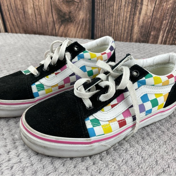 Vans | Shoes | Girls Old School Rainbow Checkered Vans | Poshmark